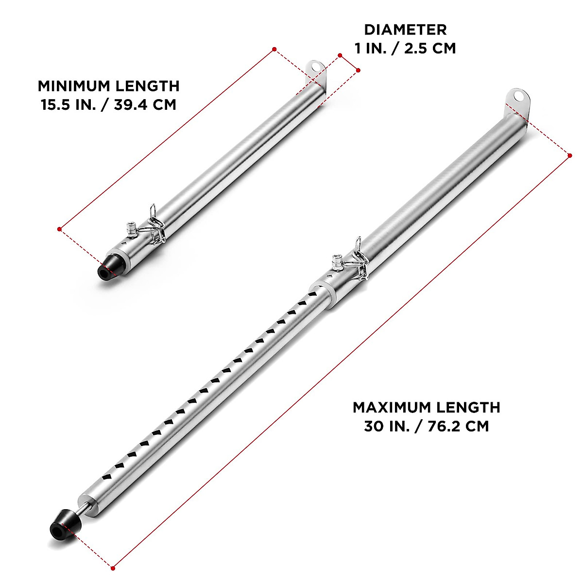 TURBRO Adjustable Window Security Lock Bar, Sliding Door Jammer, Extendable from 15.5" to 29" for Sliding Windows with AC Unit Installed, Stainless Steel