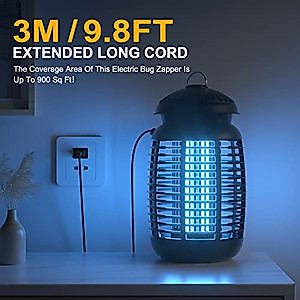 Bug Zapper with Light Sensor, Electric Insect Killer Waterproof 4200V Mosquito Zapper Outdoor, Fly Trap for Home Backyard Garden Patio