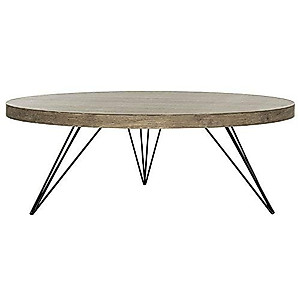 Safavieh Home Collection Mansel Mid-Century Light Oak Hairpin Leg Round Coffee Table