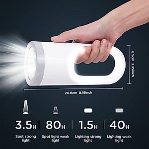 jeegol Rechargeable U-Shape Spotlight Flashlight 1000 Lumens LED Handheld Flashlights 4 Modes IPX5 Waterproof Lightweight Outdoor Searchlight for Hiking, Camping, Hunting and Emergencies