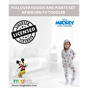Disney Mickey Mouse Pluto Donald Duck Newborn Baby Boys Pullover Hoodie and Pants Outfit Set White 6-9 Months