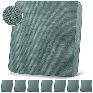 Newwiee 8 Patio Stretch Sofa Cushion Covers Outdoor Cushion Covers Replacement Couch Slipcovers Sofa Seat Cover Soft Chair Cover Furniture Protector for Pet (Dark Green)