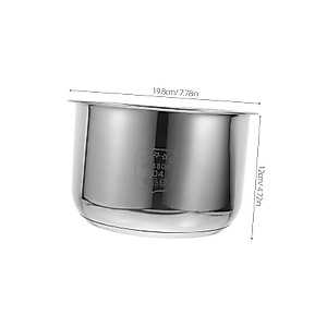 UPKOCH Inner Cooking Pot 3L Stainless Steel Pot for Rice Cooker and Rice Cooker Liner Rice Cooking Container Rice Maker Accessories for Rice Maker Cooker
