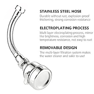 3 Pieces Kitchen Tap Head Fucet Aerator, 360 Degree Rotatable 3 Mode Adjustable Faucet Extender Kitchen Faucet Head Replacement for Bathroom Kitchen