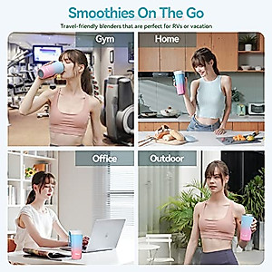 Wamife Portable Blender, Stainless Steel Personal Blender for Shakes and Smoothies, Rechargeable Smoothie Blender Keep Juice Fresh and Cold Mini Blender for Travel Sports