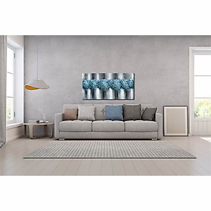 Hand Painted Abstract Blue Wall Art 46x23 Inches, Large Wall Paintings with 3D Effect, Textured Canvas Wall Art for Living Room, Bedroom, etc.