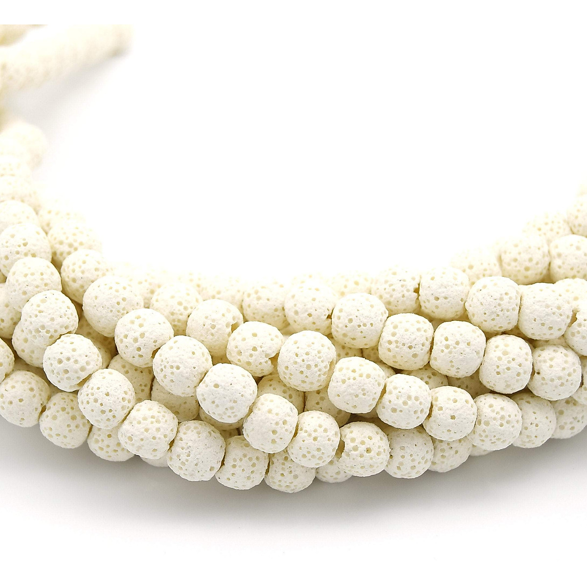 Beadlanta | White Round 8mm Lava Beads for Jewelry Making | Semi Precious Stone Beads | Dragon Stone | Gemstone Beads for Jewelry Making | Natural Stone Beads for Bracelets and Bracelet Making