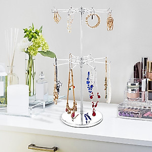 APL Display - Display Rack Jewelry Display Stand Retail Display Stand 2 Tier Display Stand Height Adjustable Display Rack Rotating Display Stand for Mall,Exhibition and Retail Store(Silver)