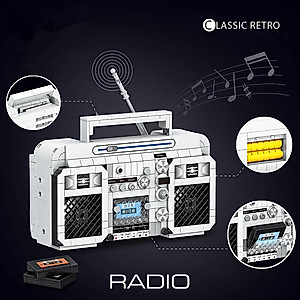 Uvini Adult Building Set, Classic Retro Series, Adult Building Set, Construction Brick Set Best Gift for Adult, Teens, Collectible Model to Build, Radio 645pcs