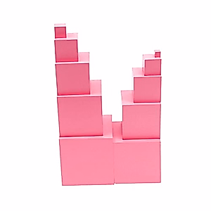 Adena Montessori Wonderfully Sensorial Teaching Toys for Children 2 3 Years Old - Montessori Small Pink Tower 0.7-7cm