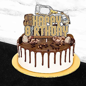 Whisky Happy Birthday Cake Topper Men Women Aged to Perfection Theme Party Cake Decoration 30th 40th 50th Birthday Party Supplies