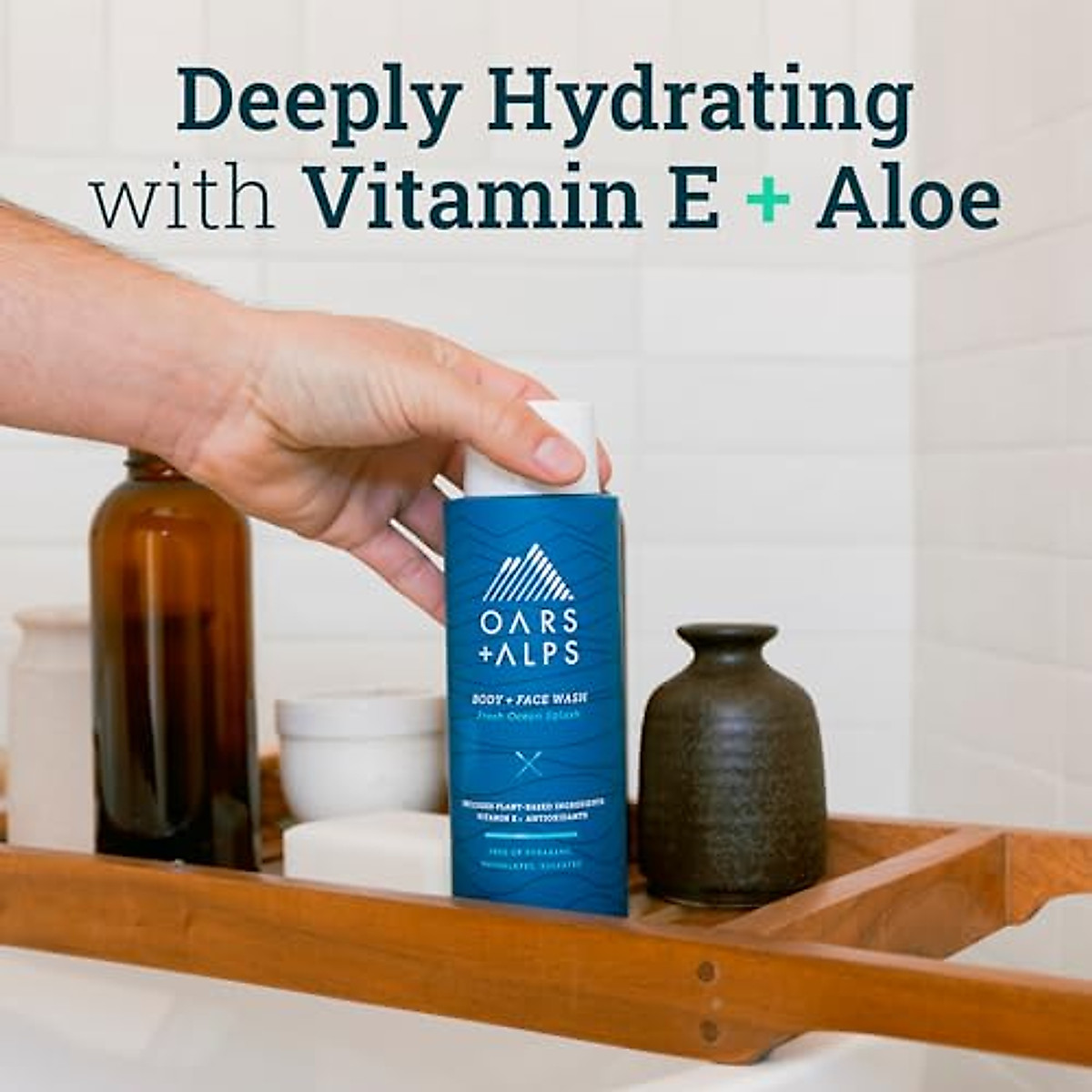 Oars + Alps Men's Moisturizing Body and Face Wash, Skin Care Infused with Vitamin E and Antioxidants, Sulfate Free, Fresh Ocean Splash, 2 Pack