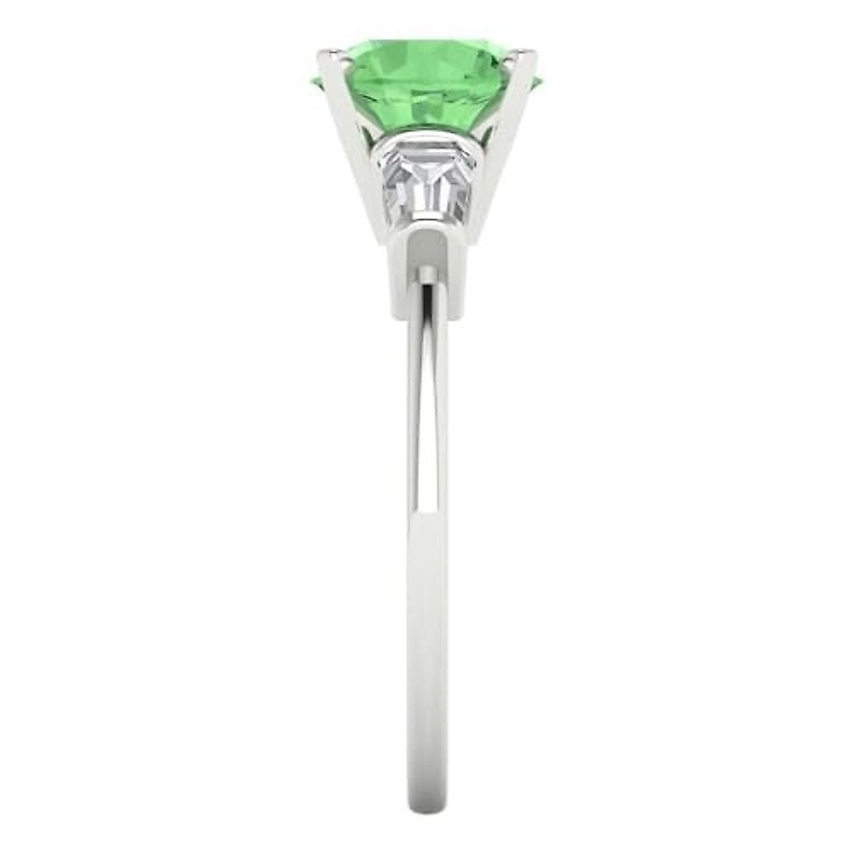 Clara Pucci 2.0 ct Round Cut 3 stone Solitaire Green Simulated Diamond Engagement Promise Anniversary Bridal Ring 18K White Gold 6.75