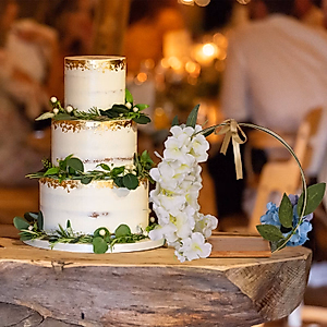 Sntieecr 2 Pack Metal Floral Hoop Centerpiece for Table, Gold Hoop Centerpiece with Stand, Floral Ring Wreath for Making Wedding Crafts, Party, Home Table Decoration