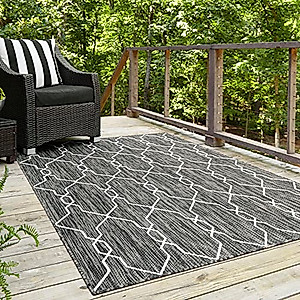 Unique Loom Outdoor Trellis Collection Area Rug - Links Trellis (5' 3" x 8' Rectangle, Charcoal/ Gray)