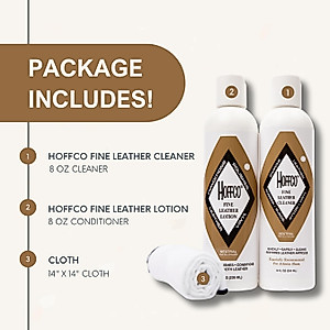 Venetian Leather Care Kit - Cleaner, Conditioner, Cloth - 8oz Bottles - Safe for Furniture, Car Seats, Shoes, Bags - Non-Toxic, Made in USA