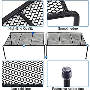 Set of 2 Mesh Kitchen Shelves Cabinet Storage Shelf Rack (13.1 x 10.2 Inch) ，Kitchen Bathroom Pantry Cupboard Desk Home Office, Fridge, Cabinet, Bathroom Cupboard, Non-Slip Plastic Feet (2, Black)