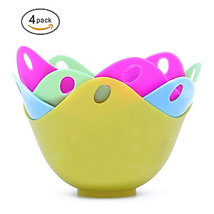 4PCS Silicone Egg Poacher,Egg Poaching Cups Egg Cooker,Baking Cup Poach Pods,Egg Poacher Pan for Microwave Stovetop,BPA Free Kitchen Cookware Tools (B2 style)