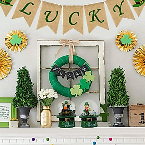 Aobaks St Patrick's Day Decorations, 2 Pack Snow Globe Crafts Present for Kids, st Patrick Day Accessories for Women, Leprechaun Collectible Figurines Table Decor for The Home