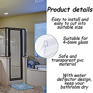 Frameless Shower Door Bottom Seal 2-Pack 1/4”x 39”Glass Shower Door Seal Strip Stop Shower Leaks and Create a Water Barrier