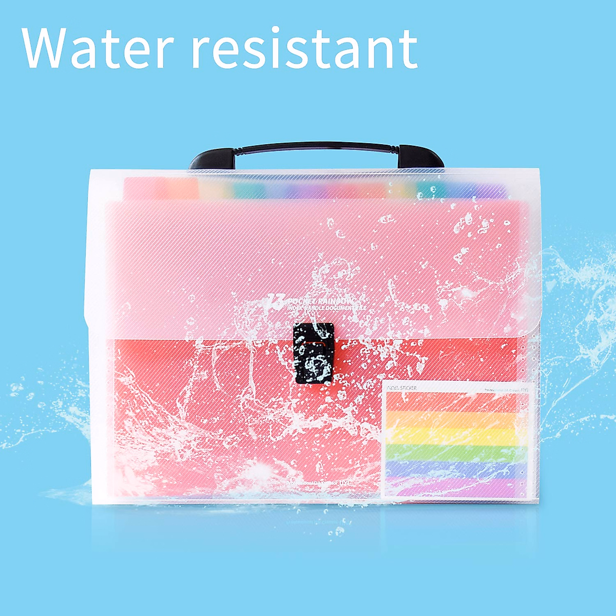 13 Pocket Portable Expanding File Folders, Accordion File Document Organizer with dividers for Any Paper and Document - Rainbow