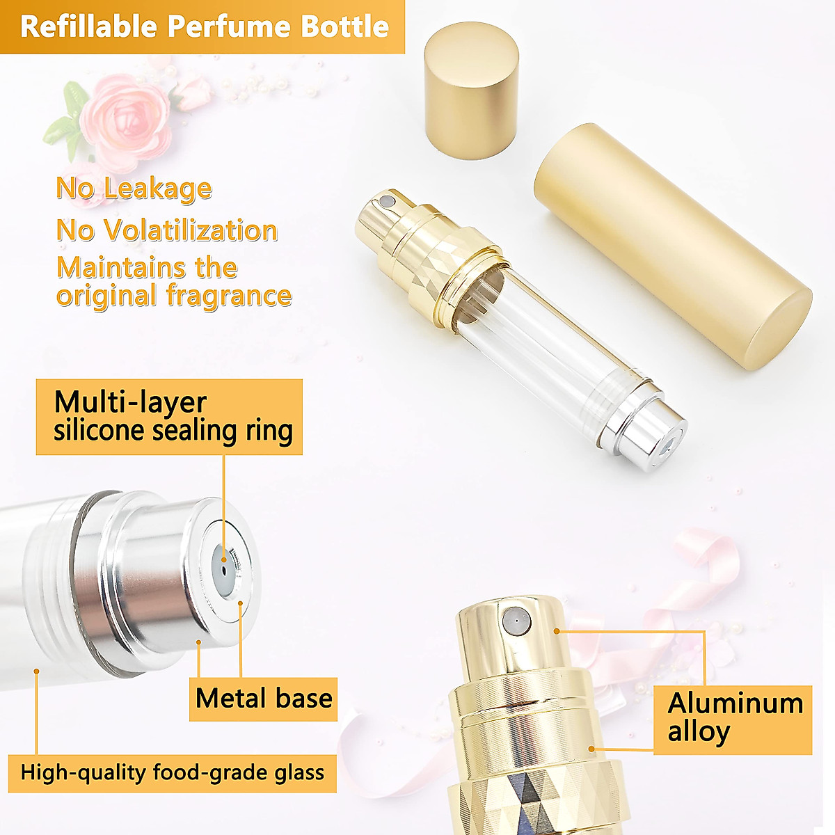 ANTOKX Perfume Refillable Bottle Atomizer - 5ML Pocket Perfume Atomizer, Perfume Bottles Empty, Refillable Perfume Spray Bottle, Portable Perfume Sprayer for Women and Men (Black)