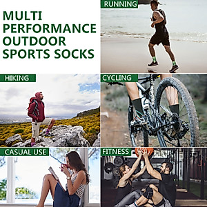 HUSO Hiking Socks Men Women Moisture Wicking Unique Printing Novelty Lightweight Running Hiking Crew Socks 3 Pairs (Multicolor, L/XL)