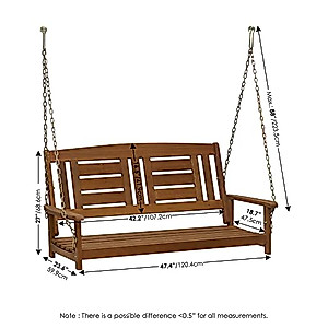 Furinno Tioman Hardwood Patio / Garden / Outdoor Porch Swing, Swing B, Natural
