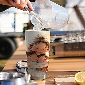 FOCIUZTA 20oz Watercolor Family Love Design Tumbler with lid, Travel Coffee Cup, Ideal for Easter, Mother Day, and birthday gifts