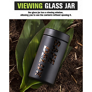 SafeDelux Glass Jar Airtight Container Matte Viewing Jars for Spices, Coffee, Teas & More, Air Tight Jar, Thick UV Protection Glass Screw-Top Lid (Black & White, Large & Small)
