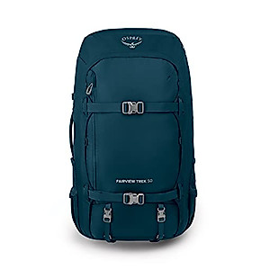 Osprey Fairview Trek 50 Women's Travel and Backpacking Backpack, Night Jungle Blue