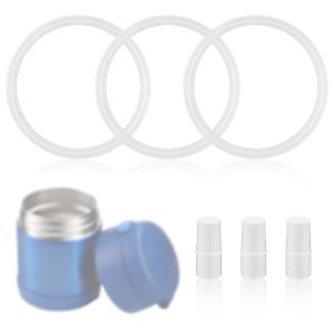 3pcs Food Jar Gaskets, Silicone Replacement O Ring with 3 Replacement Elastic Columns Replacement Lid Seals Food Jar Replacements Compatible with Thermos Funtainer 10 oz Food Jar