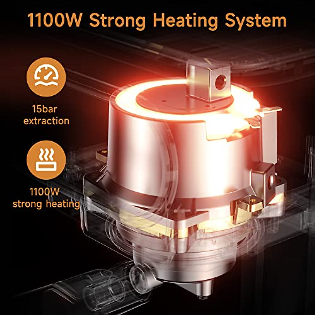 Kwister Espresso Machine 15 Bar, Espresso and Cappuccino Machine with Milk Frother, Espresso Maker with Steamer, Digital Touch Screen Coffee Machine with 50 oz Water Tank