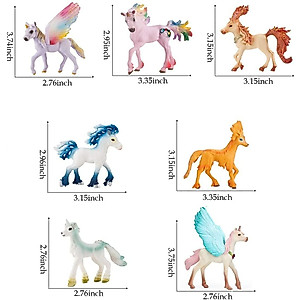 7PCS Unicorn Toy Figurine Set Unicorn Action Figures Cake Toppers for Birthday Party Decoration Figurines Playset Toys for Kids DIY Home Garden Decoration