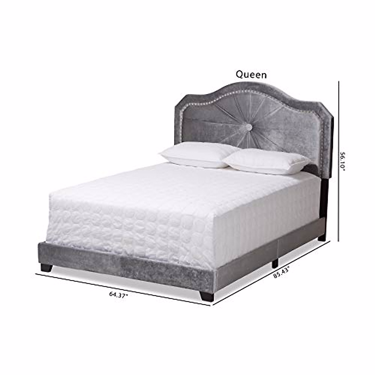 Baxton Studio Beds (Box Spring Required), Queen, Gray