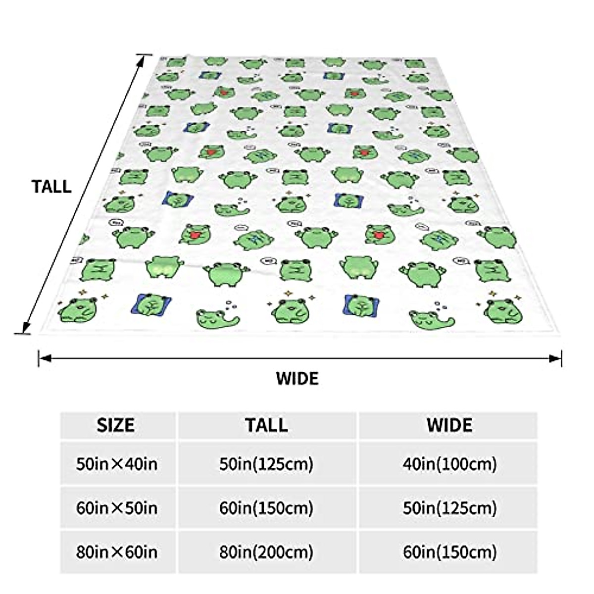 Cute Frog Soft Lightweight Fleece Throw Blankets Cozy Warm Fuzzy Plush Microfiber Blanket for Sofa Couch Bed All-Season 60"X50"