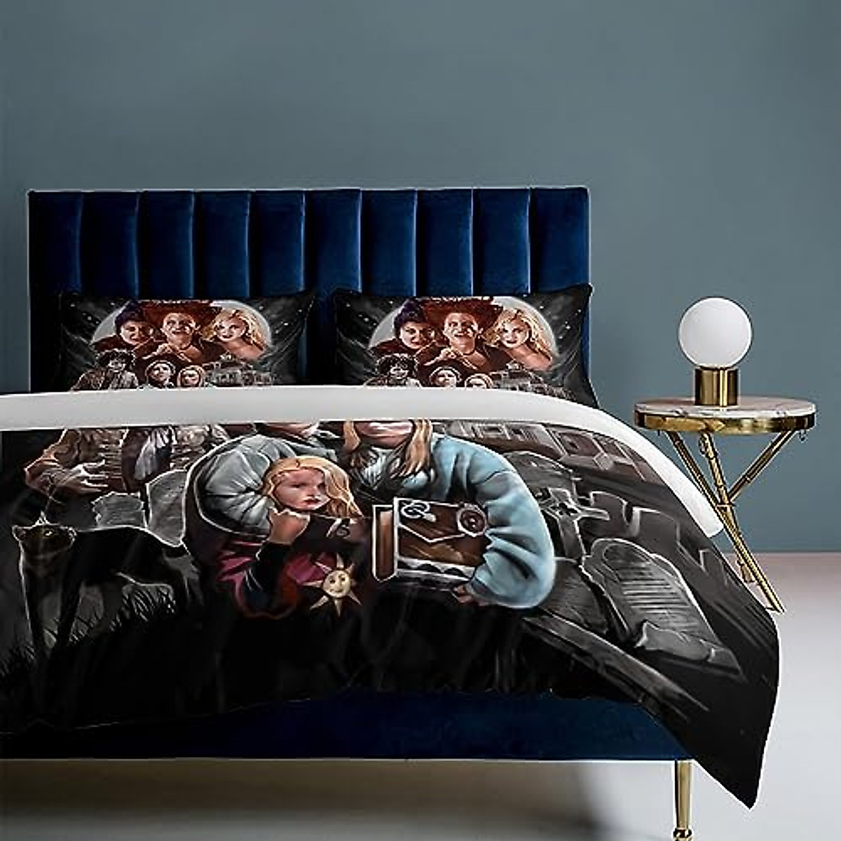 ggtg Hocus Pocus 3-Piece Bedding Set Soft Microfiber Sheet & Pillowcase Sets Full Size Sheet Set 90"x90"