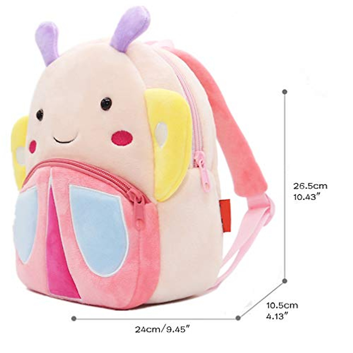 Ladyzone Toddler Backpack Zoo Animals Backpacks Cute Plush Bag Cartoon 10" Preschool Book Bag For 1-6 Years Girls Boys (Butterfly)