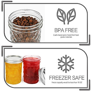 VERONES Wide Mouth Mason Jars 16oz, 6 Pack 16 oz Wide Mouth Mason Jars with Lids and Bands, Ideal for Jam, Honey, Wedding Favors, Shower Favors