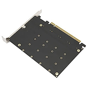 Jopwkuin M.2 SSD Adapter, PCIE X16 Interface Soft Light LED Status Indicator NVME   Card for 4 NVME PCIe Protocol SSDs for PCIE3.0 4.0