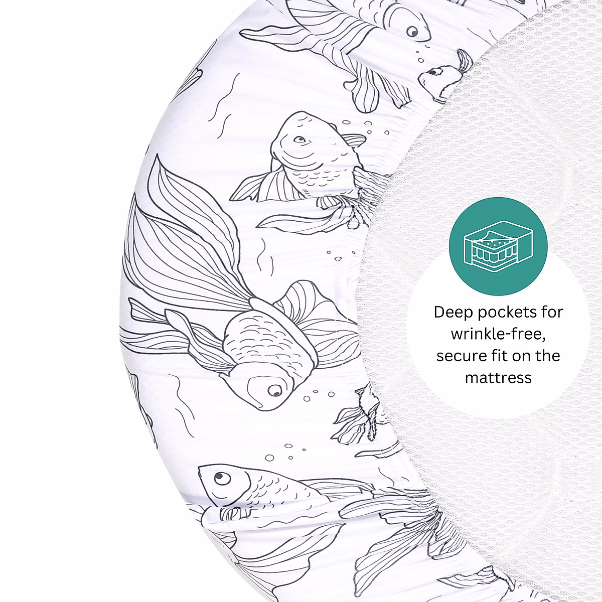 TansyPanda Bassinet Sheets for Baby Delight Snuggle Nest, Chicco LullaGo, Snoo Smart, Fisher Price, 4PC, 30 x 18 Inch, Ultra Soft, Breathable, Snug Fit, Unisex Boys Girls, Gray White (Ocean Fish)