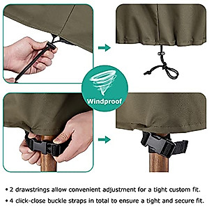 SunPatio Patio Furniture Covers, Waterproof Round Table and Chairs Cover for Patio Dining Set, All-Weather Outdoor Conversation Set Cover, Durable and Wind Resistant, Beige and Olive, 72" Dia x 30" H