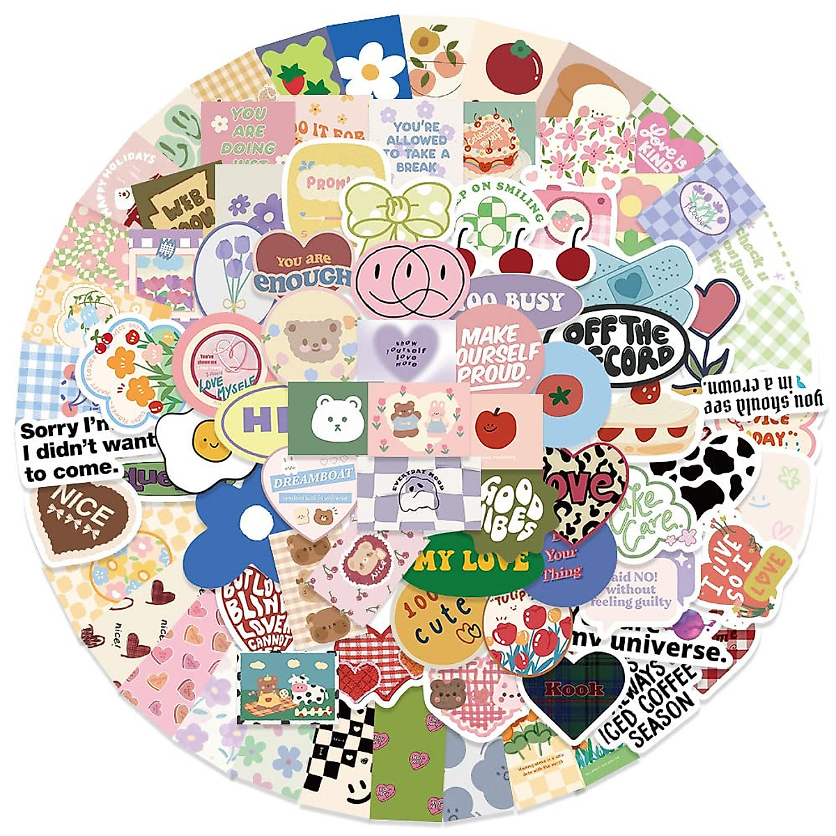 ZJSXINDI kawaii deco stickers cute Scrapbook Stickers 90pcs Cute small Stickers Set,Cardstock Stickers Decorative Masking Stickers for Personalize Laptop Scrapbook Daily Planner and Crafts (deco stickers)