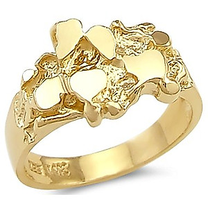Size- 8.5-14k Solid Yellow Gold Ladies Mens Nugget Ring New Band