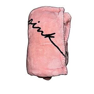 Victoria's Secret Pink Sherpa Blanket Color Rose Pink/Black Script Size 50”x60” Super Soft New