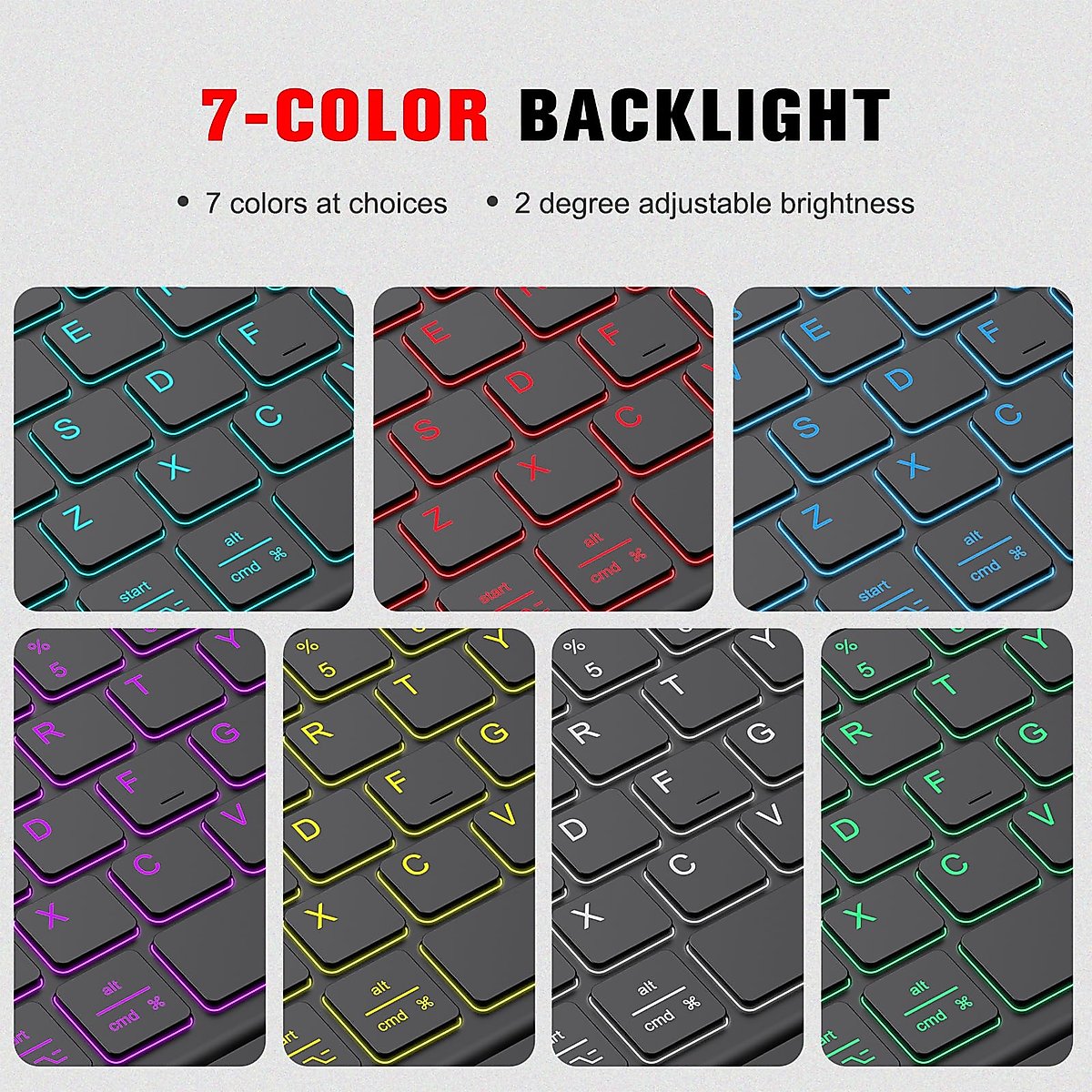 Fintie Keyboard Case - 2017/2015 iPad Pro 12.9 inch (Old Model) 1st & 2nd Gen Case, Soft TPU Protective Cover, [7 Color Backlit] Magnetically Detachable Wireless Bluetooth Keyboard, Composition B