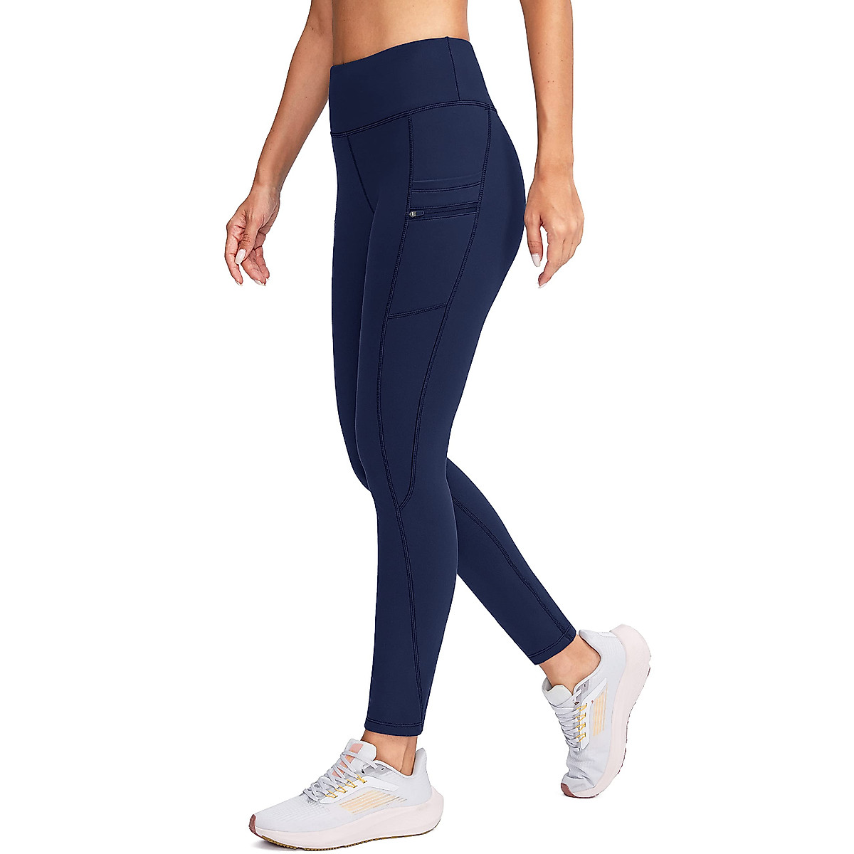 G Gradual Women's Fleece Lined Winter Leggings with Pockets Water Resistant High Waisted Thermal Warm Pants Running Hiking(Navy,S)