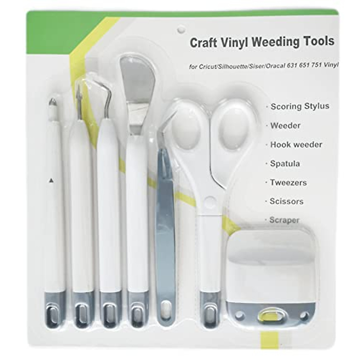 Scissors,Scrape,Weeders,Tweezers,Spatula,Scoring Stylus,Craft Vinyl Weeding Tools Set Weeding Kits for Cricut Maker/Cricut Explore Air 2/Air, cricut Tools and Accessories(7pcs Gary)