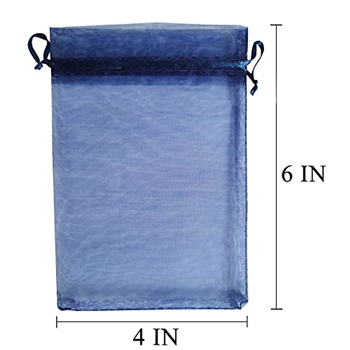 Dkrsyz 100 Pieces Gift Organza Bag Navy Blue Drawstring 4x6 Inch for Baby Shower,Christmas,First Birthday,Party Favor,Wedding,Graduation,Fathers Day Sheer Mesh Fabrics Wrap Sachet for Jewelry,Tiny Toy