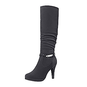 DREAM PAIRS Women's Sarah Navy New Knee High Platform Heel Boots Size 7.5 M US